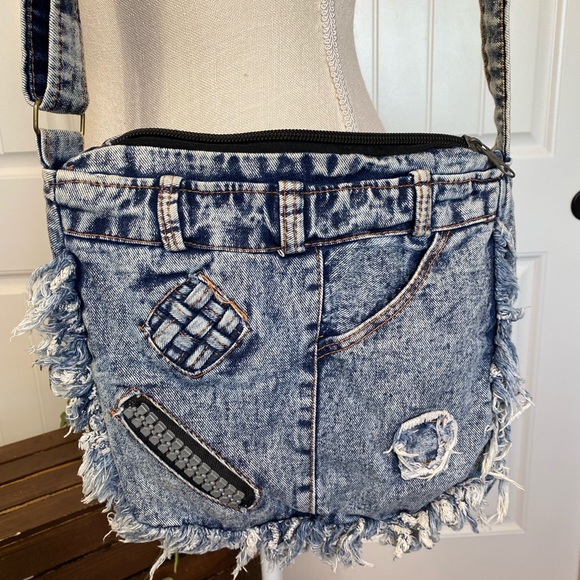 Unknown | Bags | Cool Distressed Acid Washed Frayed Denim Purse | Poshmark